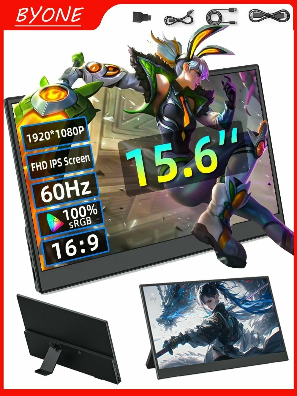 JSHIX 15,6-дюймовый портативный монитор 1080P Full HD IPS экран Второй дисплей USB порт Внешняя клавиатура мышь VESA подставка монитор