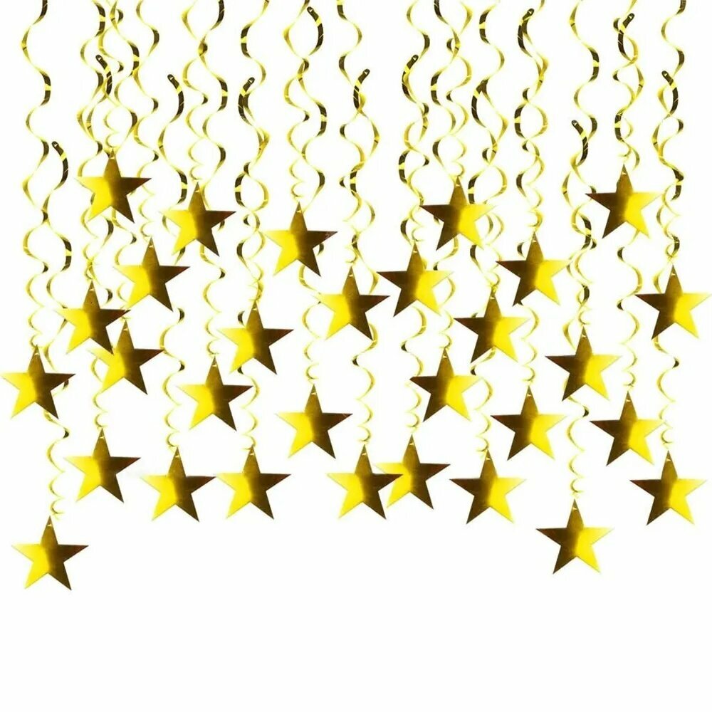 Золотая спиральная подвеска в виде пятиконечной звезды-30 штук