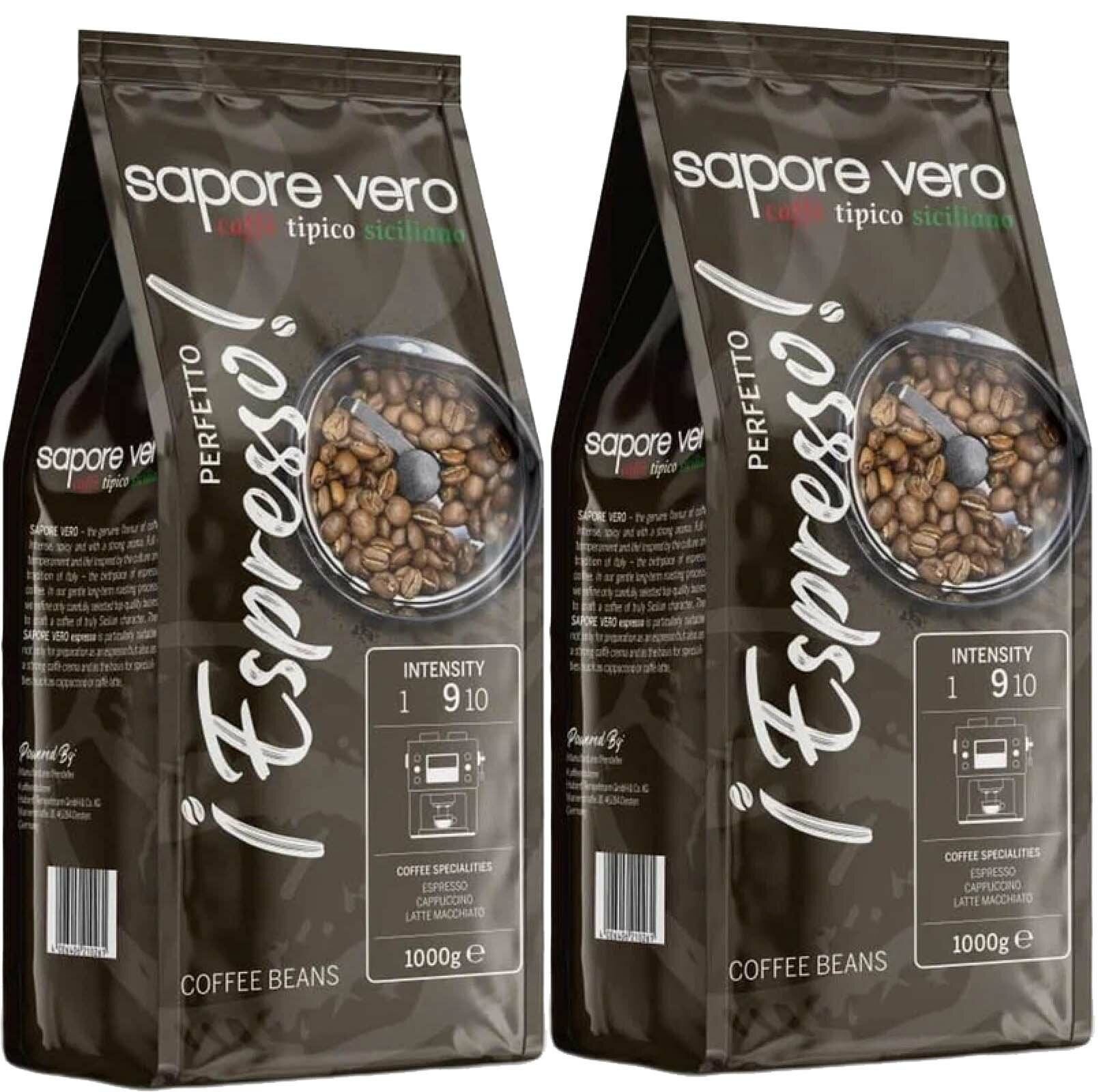 Кофе в зернах по-сицилийски Sapore Vero Espresso (Германия) 1000 гр. х 2 шт.