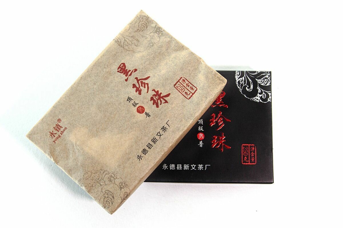 Чай Шу пуэр Синь Вэнь Черный жемчуг, 250 гр, 2019 год