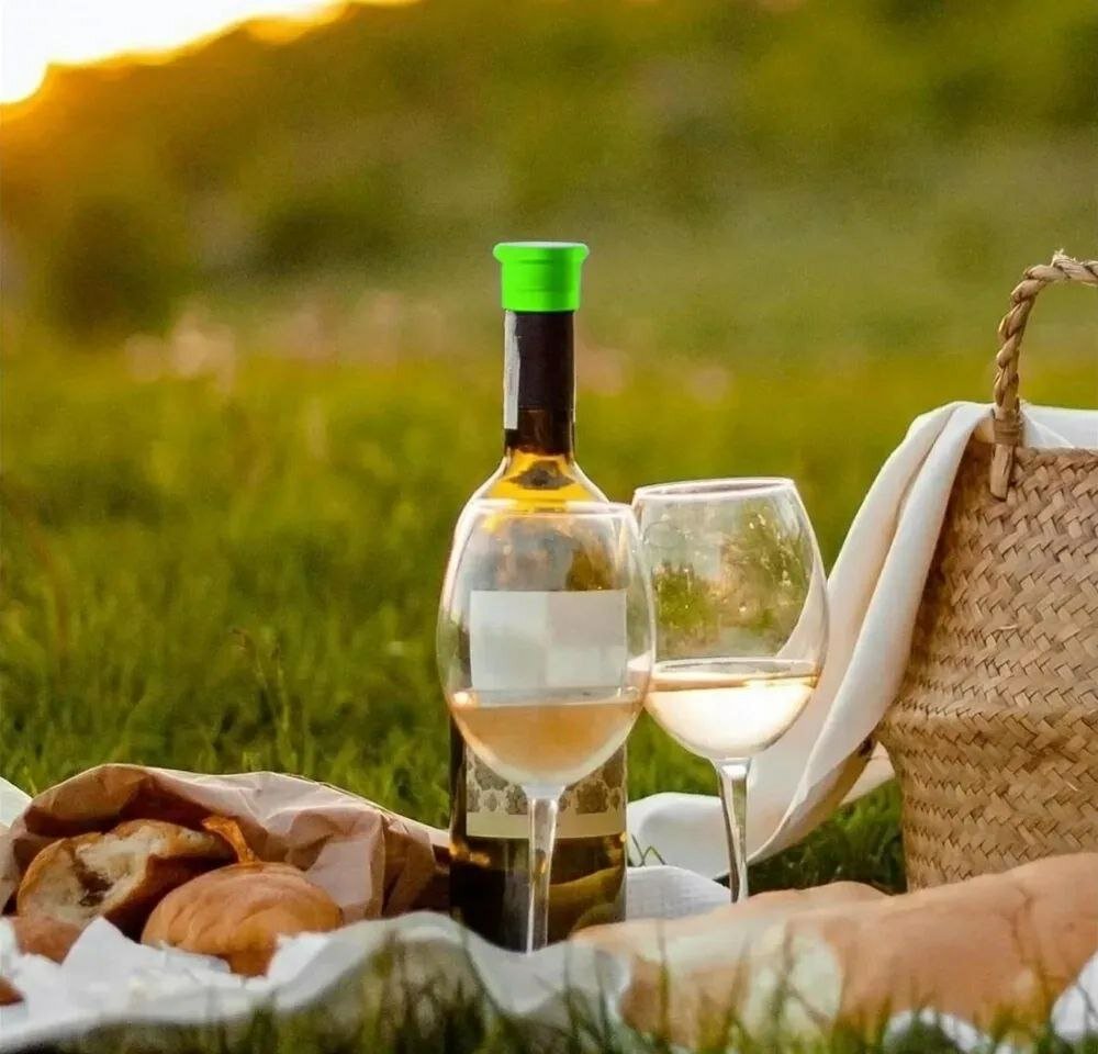 Пробки для вина, бутылок, многоразовые, силиконовые крышки, набор 3 шт, зеленый цвет