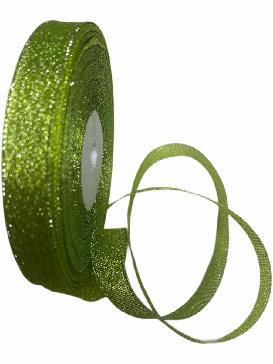 Лента люрекс 12мм - 33м -1 боб. (зеленый с серебром)