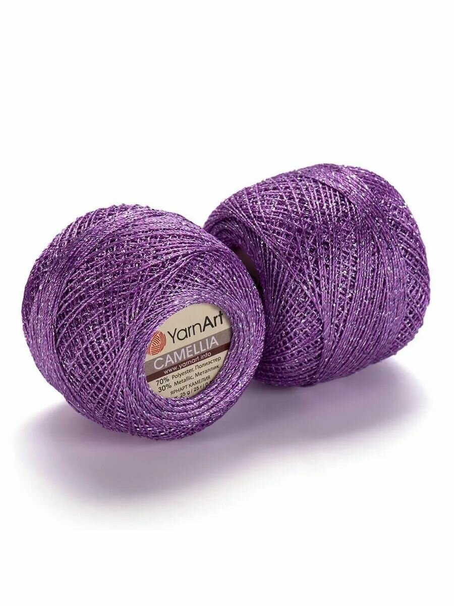 Пряжа "Camelia", цвет: 414 - Сирень, 1 шт, Полиэстер 70%, Метанит 30%, 20 гр. 190 м.