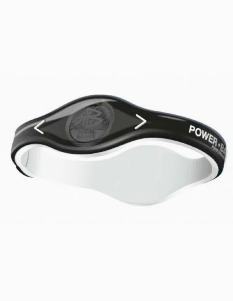 Энергетический браслет Power Balance с турмалином, Бело-Черный с Белой надписью, размер L (длина) 21 см.
