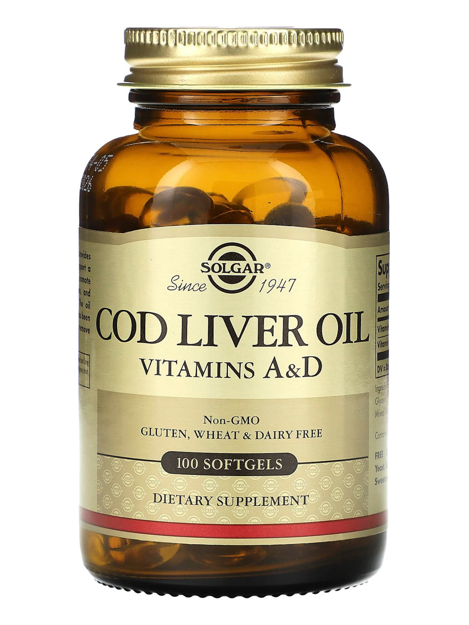 Solgar Cod Liver Oil Vitamin A and D 100 гел. капсул