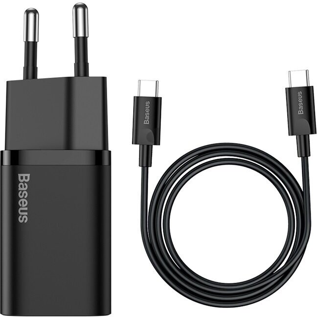 Зарядное устройство BASEUS Super Si Quck Charger 25W USB-C + Кабель Type-C-Type-C, 1м, 3A, Черный