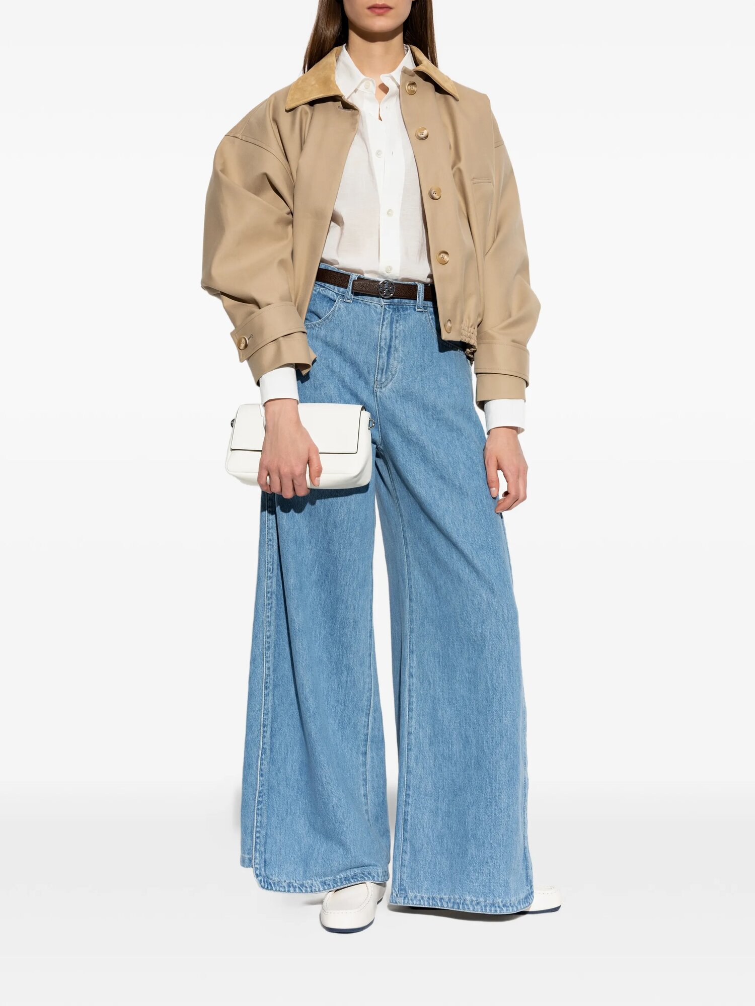 Джинсы широкие EMPORIO ARMANI Side-slit wide-leg jeans, размер XS, синий — фото 1