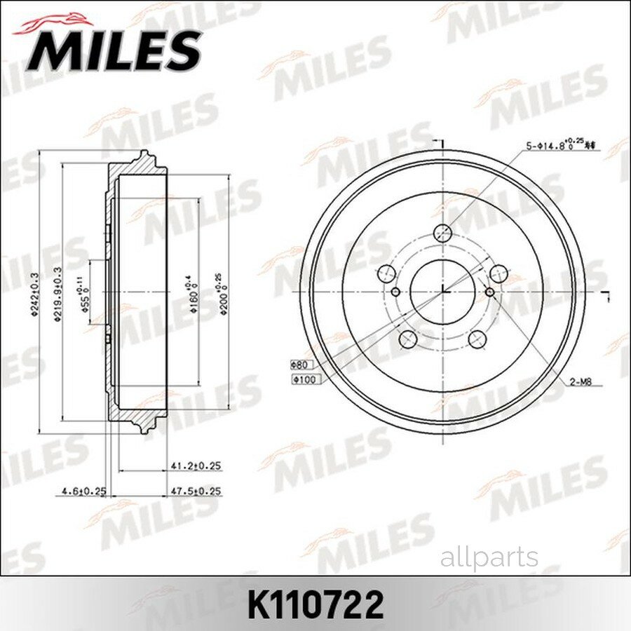 MILES K110722 Барабан тормозной Toyota Corolla 03-