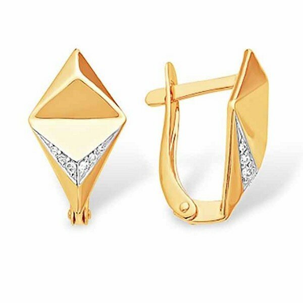 Серьги, красное золото, 585 проба, фианит