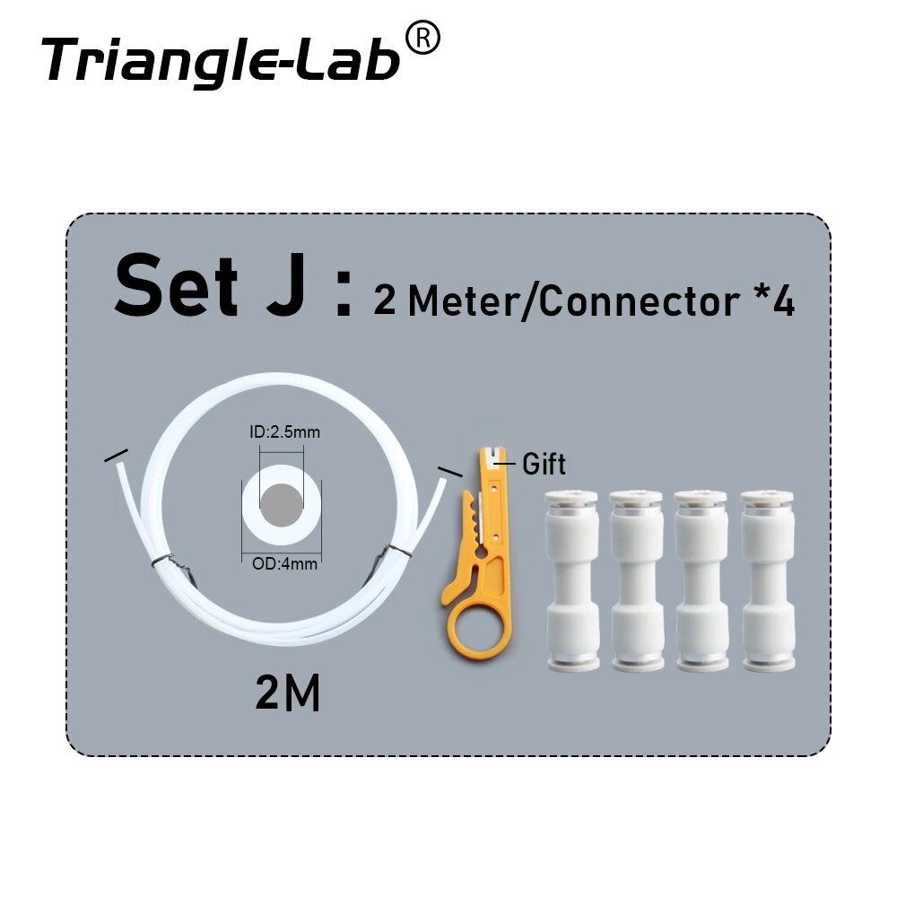 Трубка Trianglelab PTFE 2.5x4 мм, 4 м, коннекторы 4 шт.