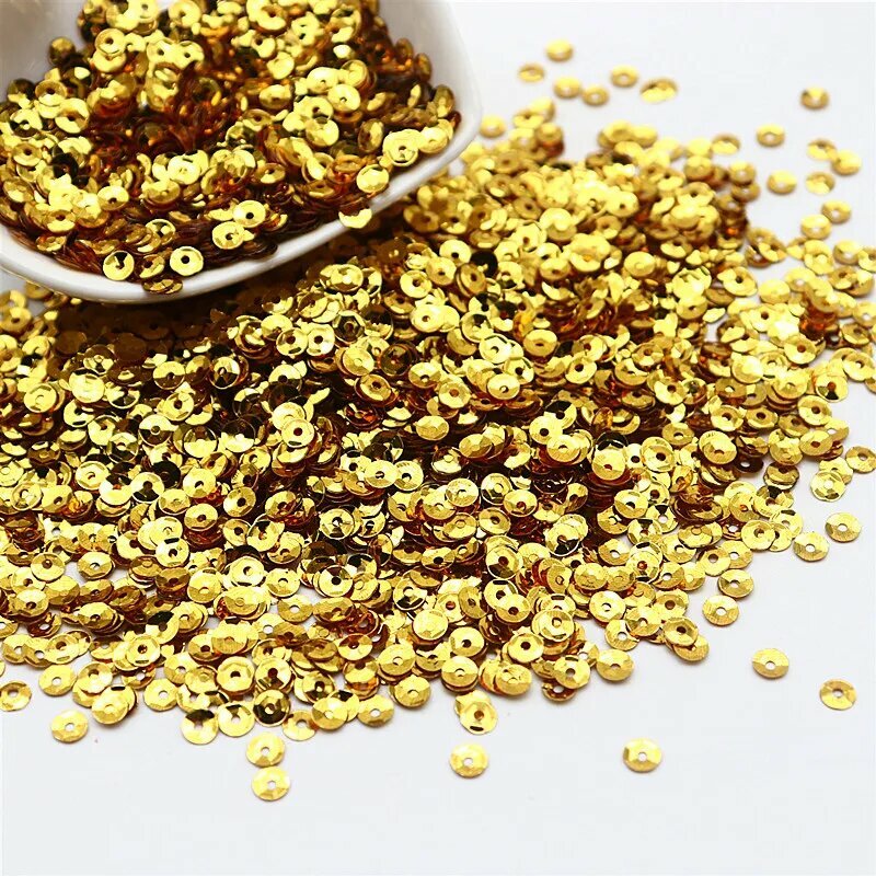 Круглые пайетки ПВХ 4-5 мм 10 г 5mm 10g 1200pcs, gold 10g
