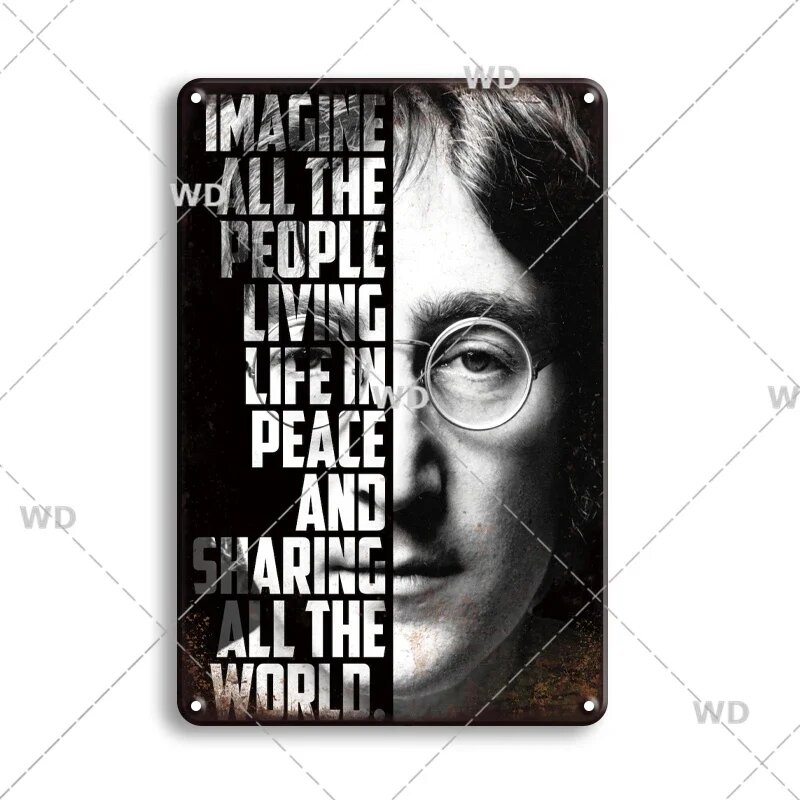 Металлическая вывеска Imagine John Lennon 20x30см WB1378
