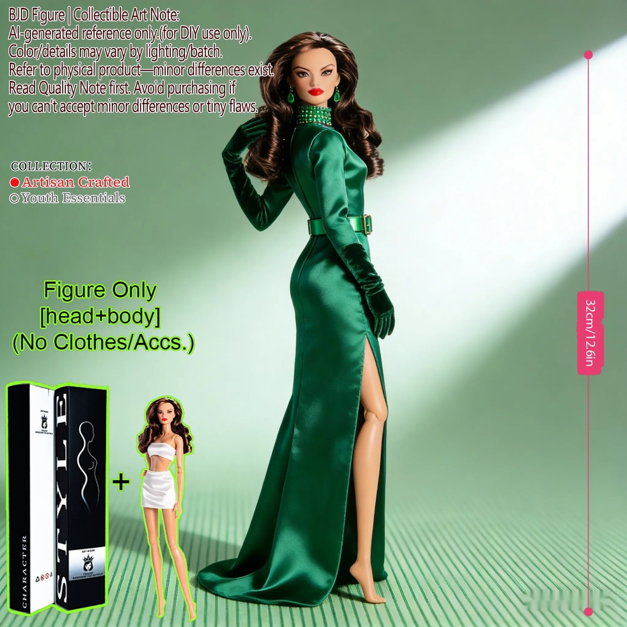 Кукла MJD Premium 12.6" Изумрудный, TypeI