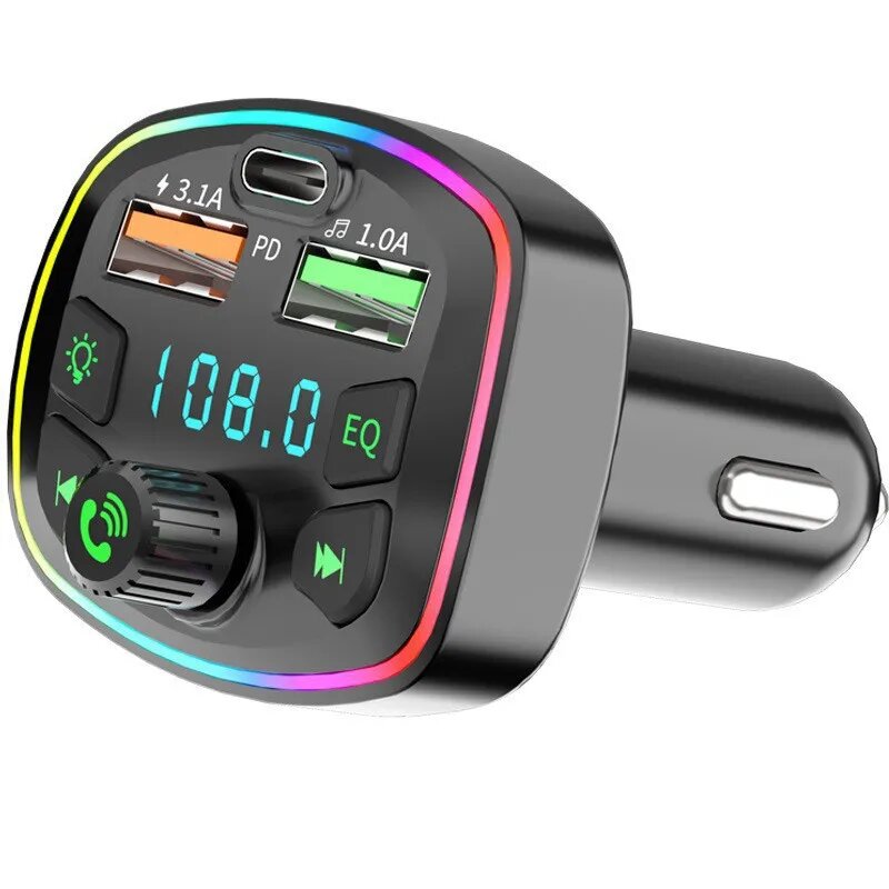 Автомобильное зарядное устройство FM-передатчик Bluetooth 5.0 Hands Free True Dual USB-порт PD Быстрая зарядка Беспроводной MP3-плеер громкой связи для автомобиля