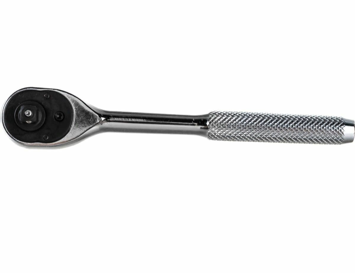 Трещотка ER-91472 1/4" 72-зубцовая с прямой рифленой металлической ручкой L-150мм эврика