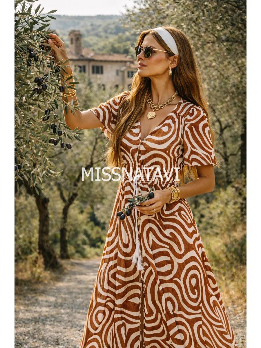 Платье MISSNATAVI, размер 2XL, коричневый — фото 1