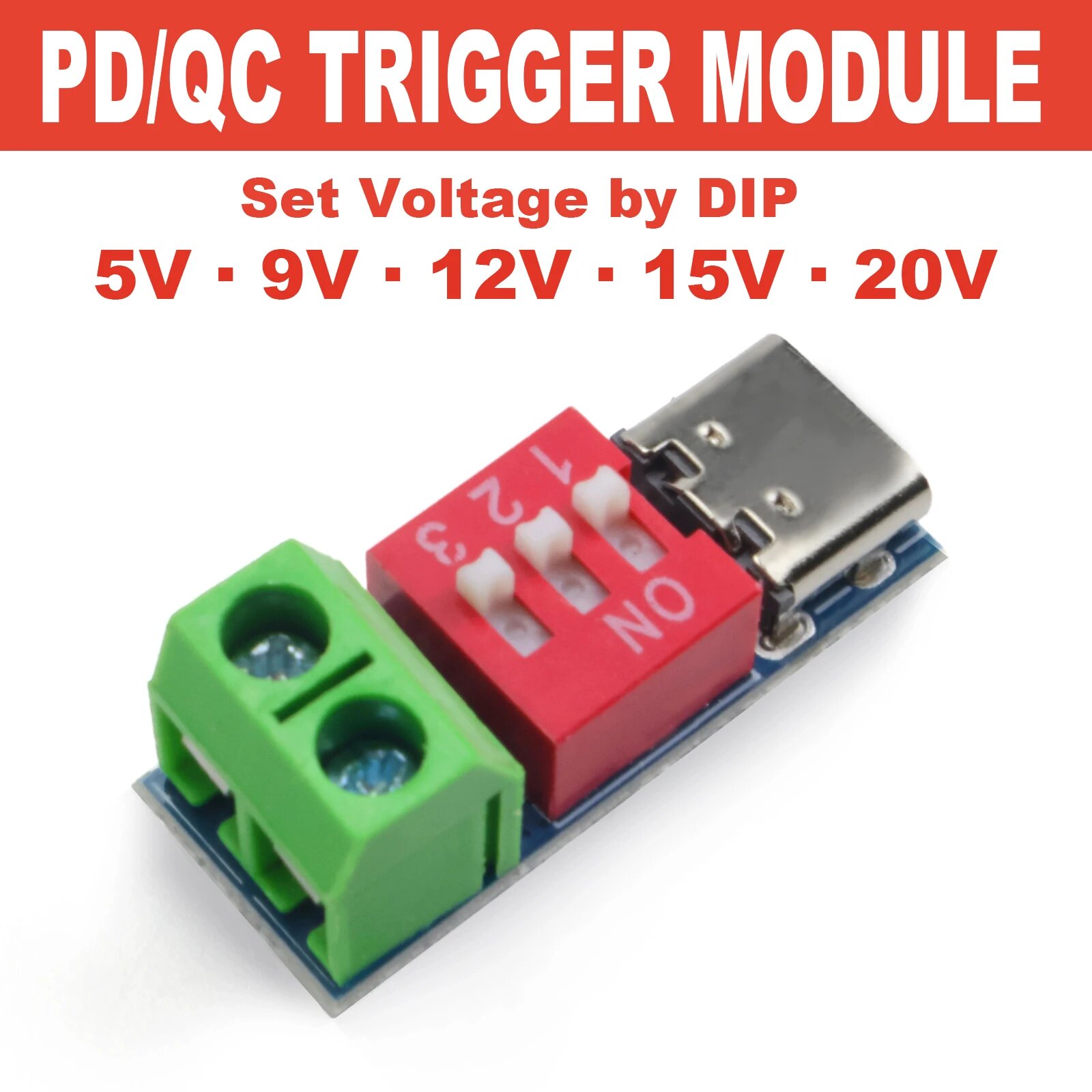 Модуль триггера PD Type-C 5В 9В 12В 15В 20В, регулируемый, 100Вт, Plug and Play, без пайки, для быстрой зарядки, DIY электроника — фото 1