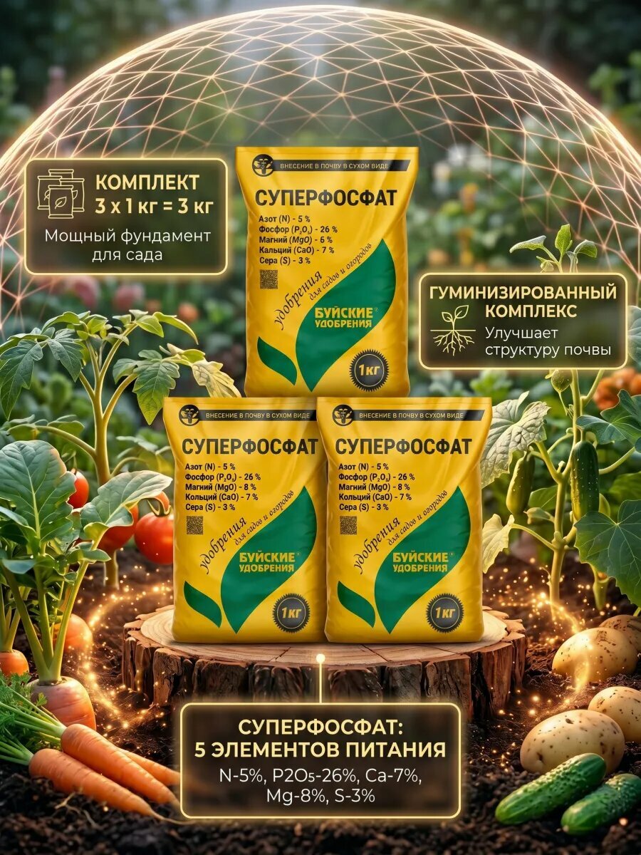 Суперфосфат Гуминизированный Удобрение, 3 кг
