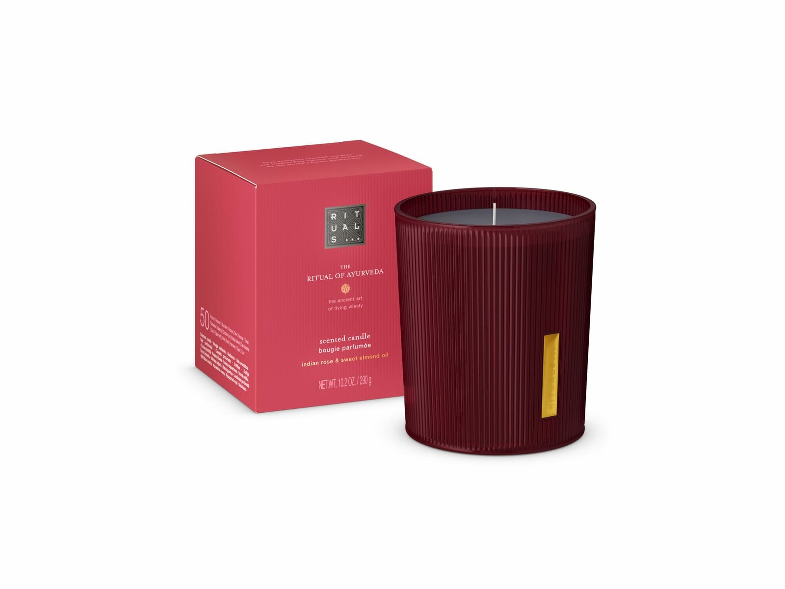 Свеча Rituals The Ritual of Ayurveda Scented Candle Классическая свеча Индийская роза & Сладкое миндальное масло 290 г