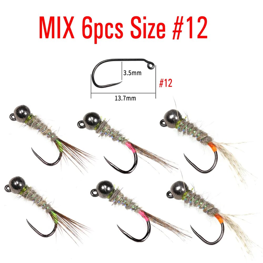 Мухи для рыбалки Euro Jig Nymph, 6 шт, Синий