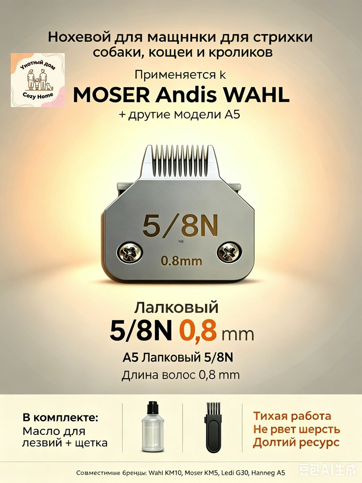 MOSER/WAHL/ANDIS Ножевой блок стандарт А5 Лапковый5/8N 0,8 мм