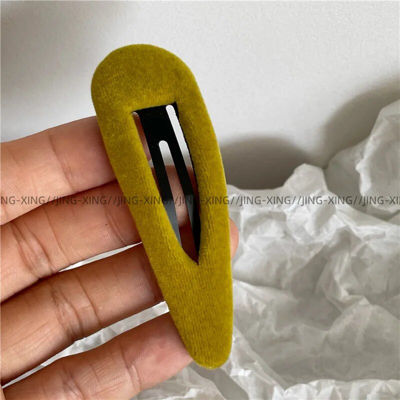 Велюровые заколки-капли для волос G5.4 yellow (new vel
