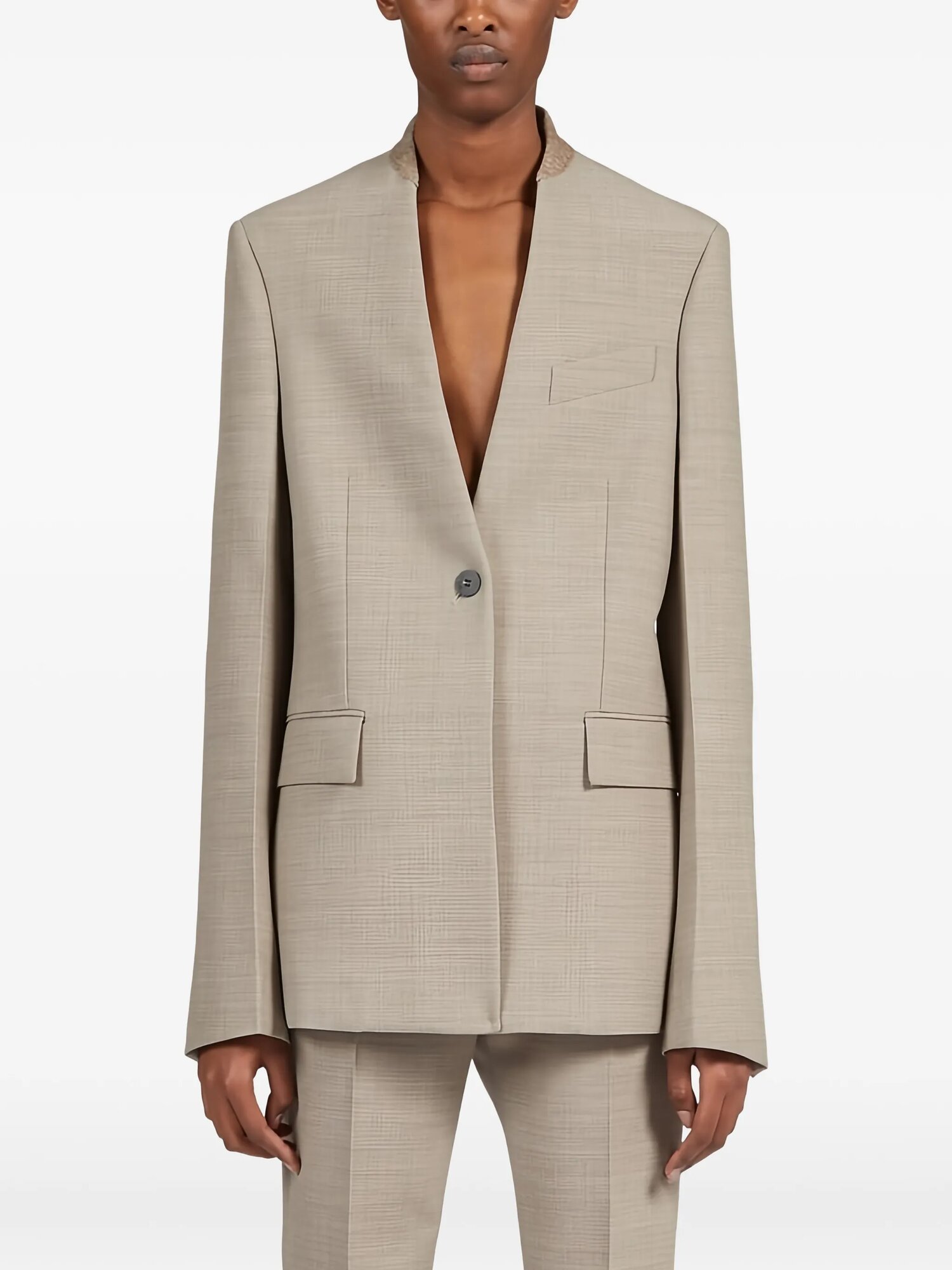Пиджак Single-breasted collarless blazer