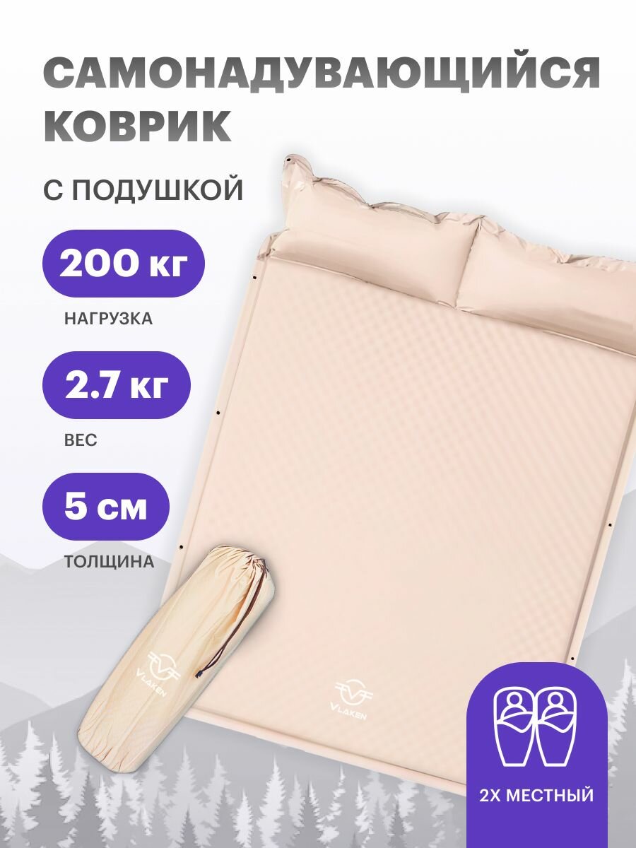 Коврик туристический самонадувающийся двухместный
