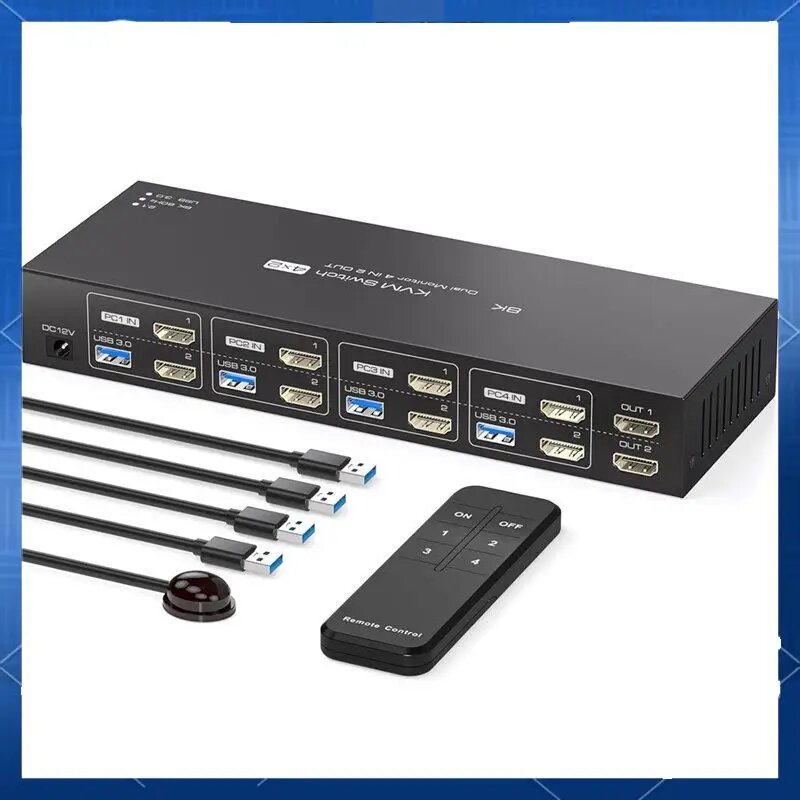 4-портовый KVM-переключатель 4K 120 Гц для 2 мониторов