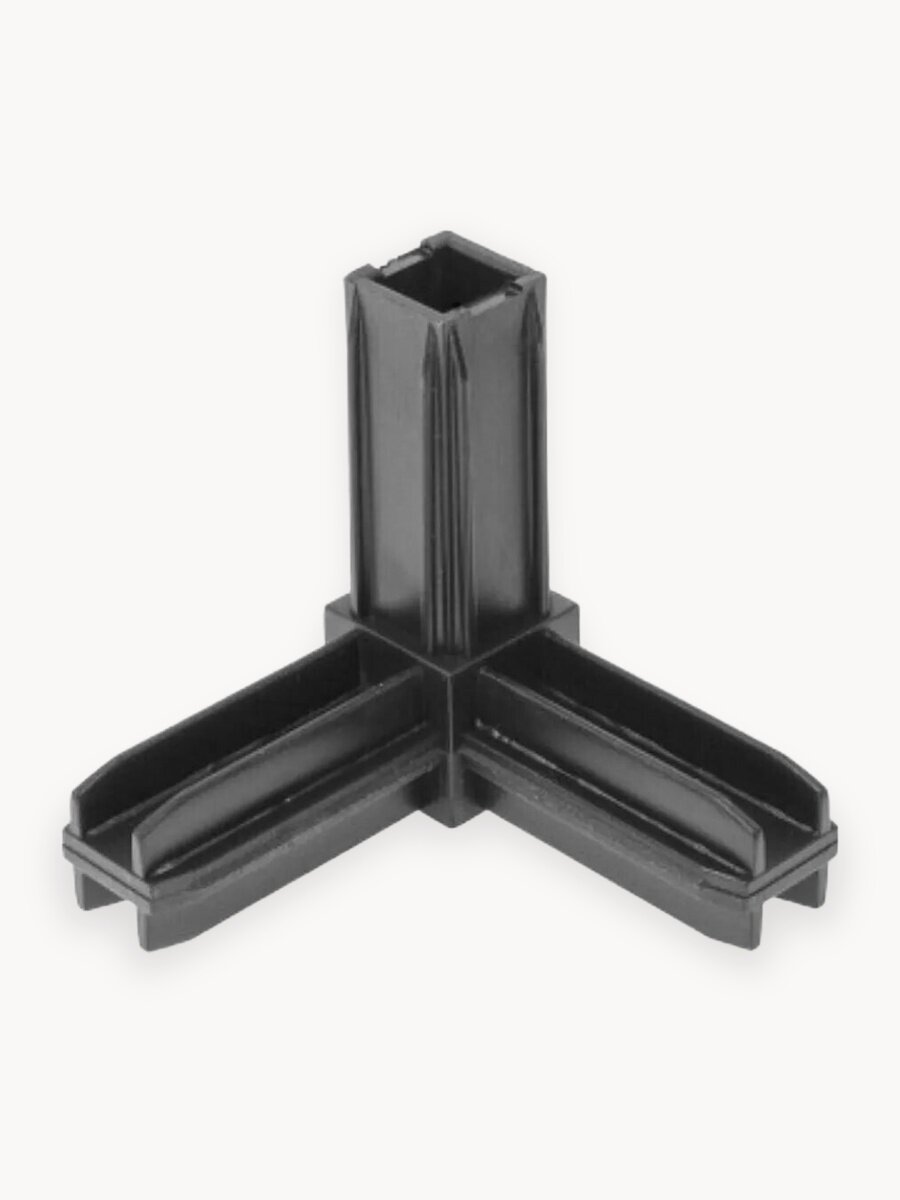 Соединитель профильной трубы из ABS-пластика 20x20 черный, 8 шт./уп.