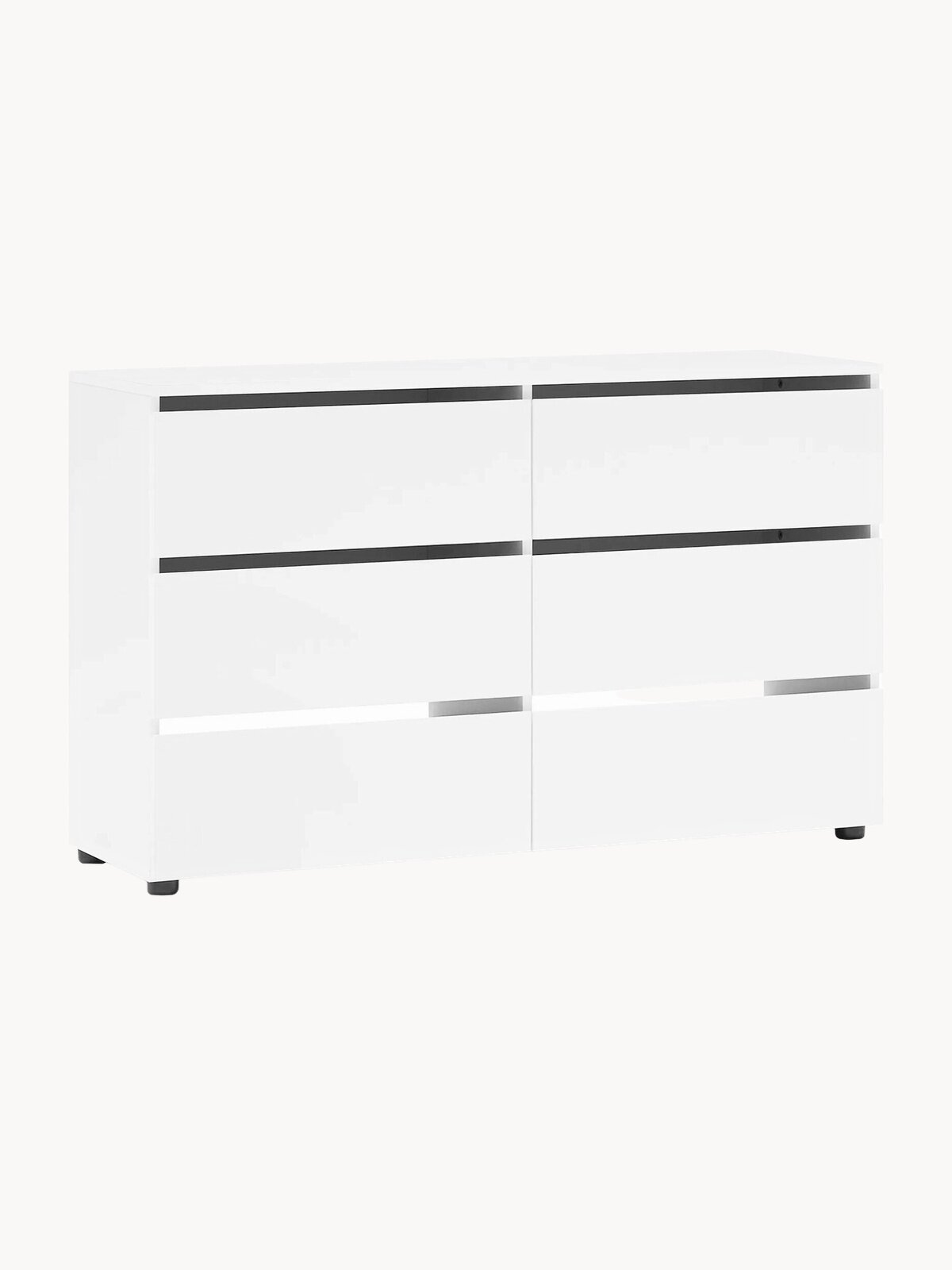 Комод двухстворчатый с 6-ю ящиками Эдвуд, белый текстурный, 120.1х36.8х73.9 см