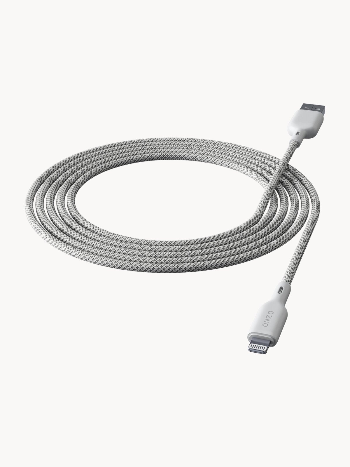 Зарядный кабель ONZO "Knut" USB-A/Lightning с поддержкой быстрой зарядки, 1м, 25Вт, светло-серый