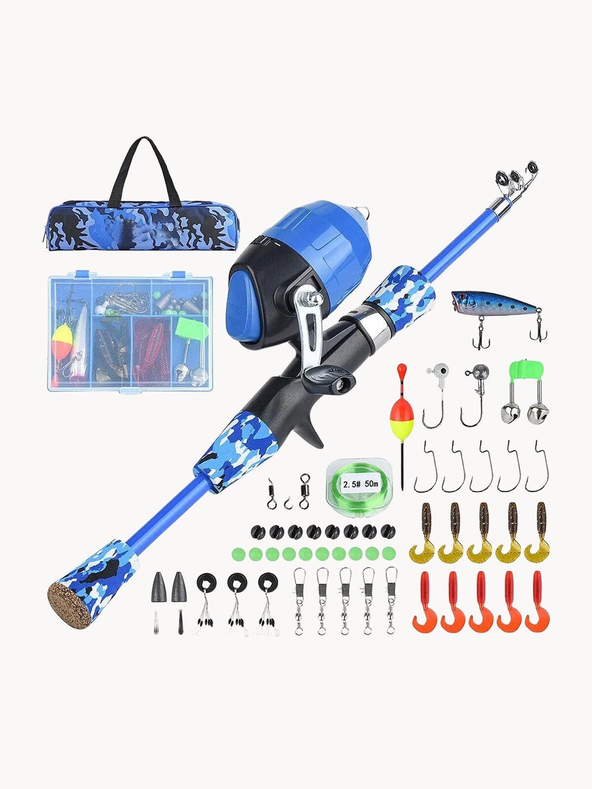 Удочка для рыбалки детская, телескопическая с катушкой