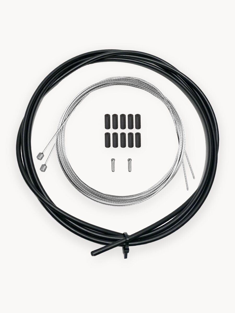 Комплект тросов и оплеток Energy для переключателей велосипеда: 2 троса 1.2*2000мм с наконечниками, оплетка 4мм (длина 300 см), 10 концевиков