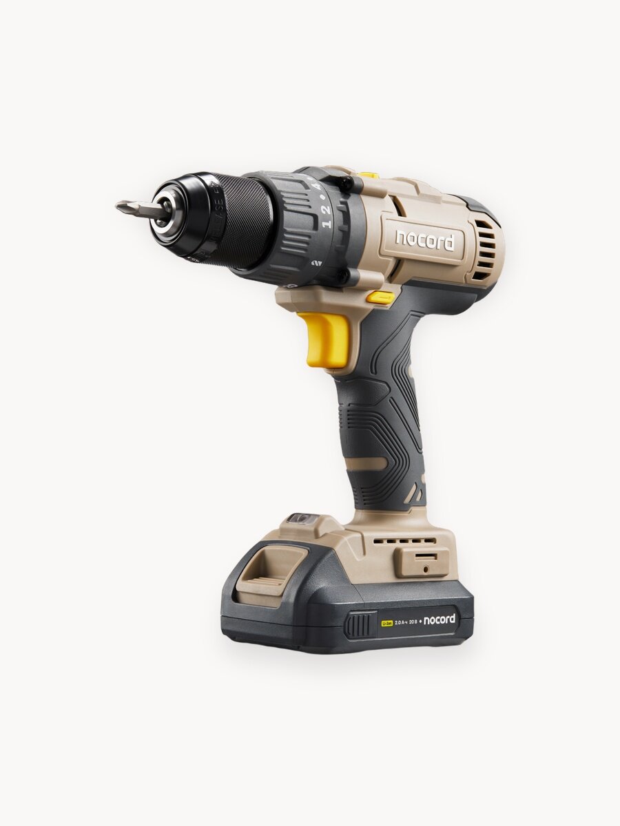 Аккумуляторная дрель-шуруповерт Nocord, 20В, 2х2 А·ч Li-Ion, 45 нм, в кейсе, NCD-20.2.20. A45