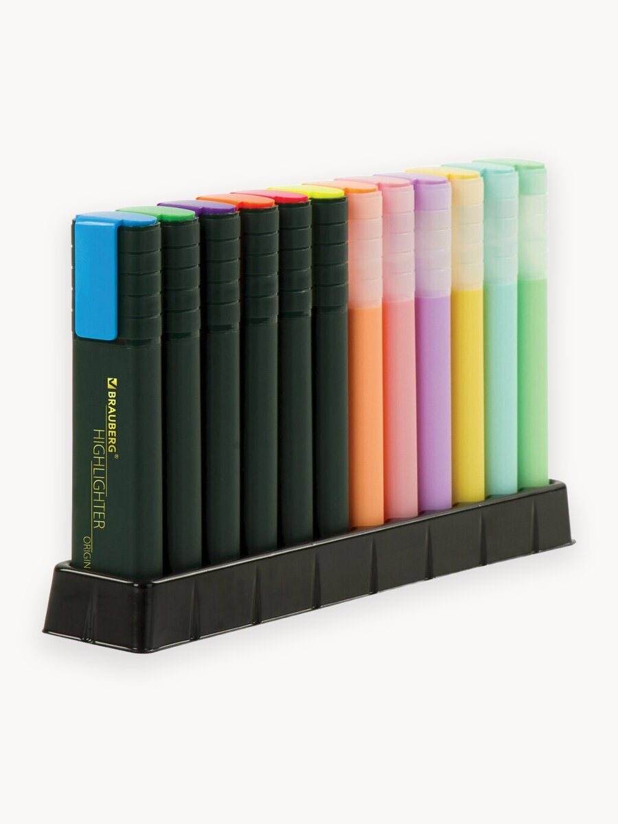 Набор текстовыделителей BRAUBERG 12 шт, Ассорти, "ORIGINAL", линия 1-5 мм, 151699