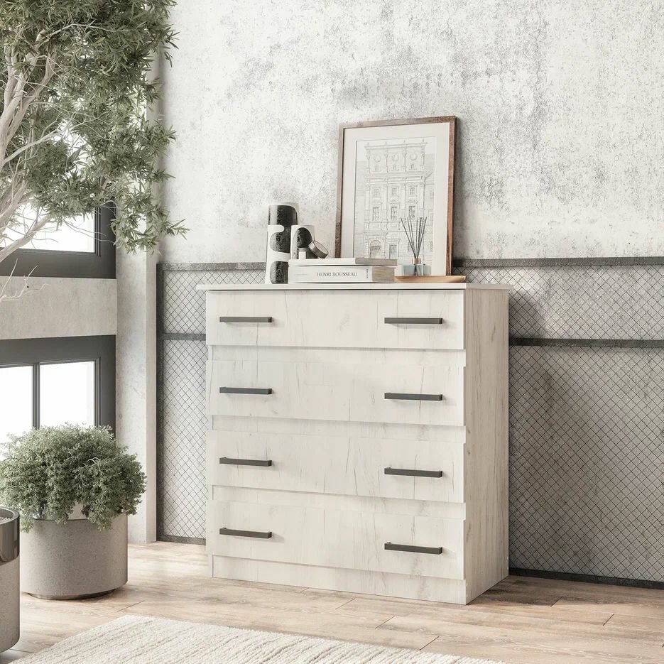 Комод Стандарт-6 NEW для одежды и вещей, ЛДСП Дуб крафт белый, БТС