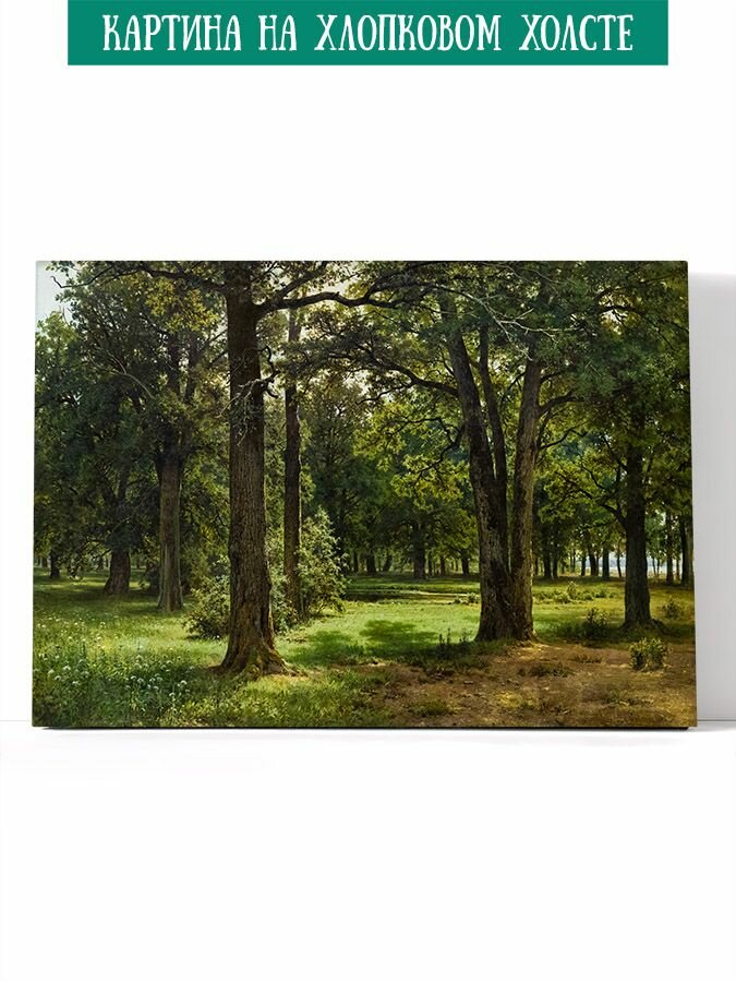 Картина на хлопковом холсте - В заповедной дубовой роще Петра Великого. Иван Шишкин, 40х60см