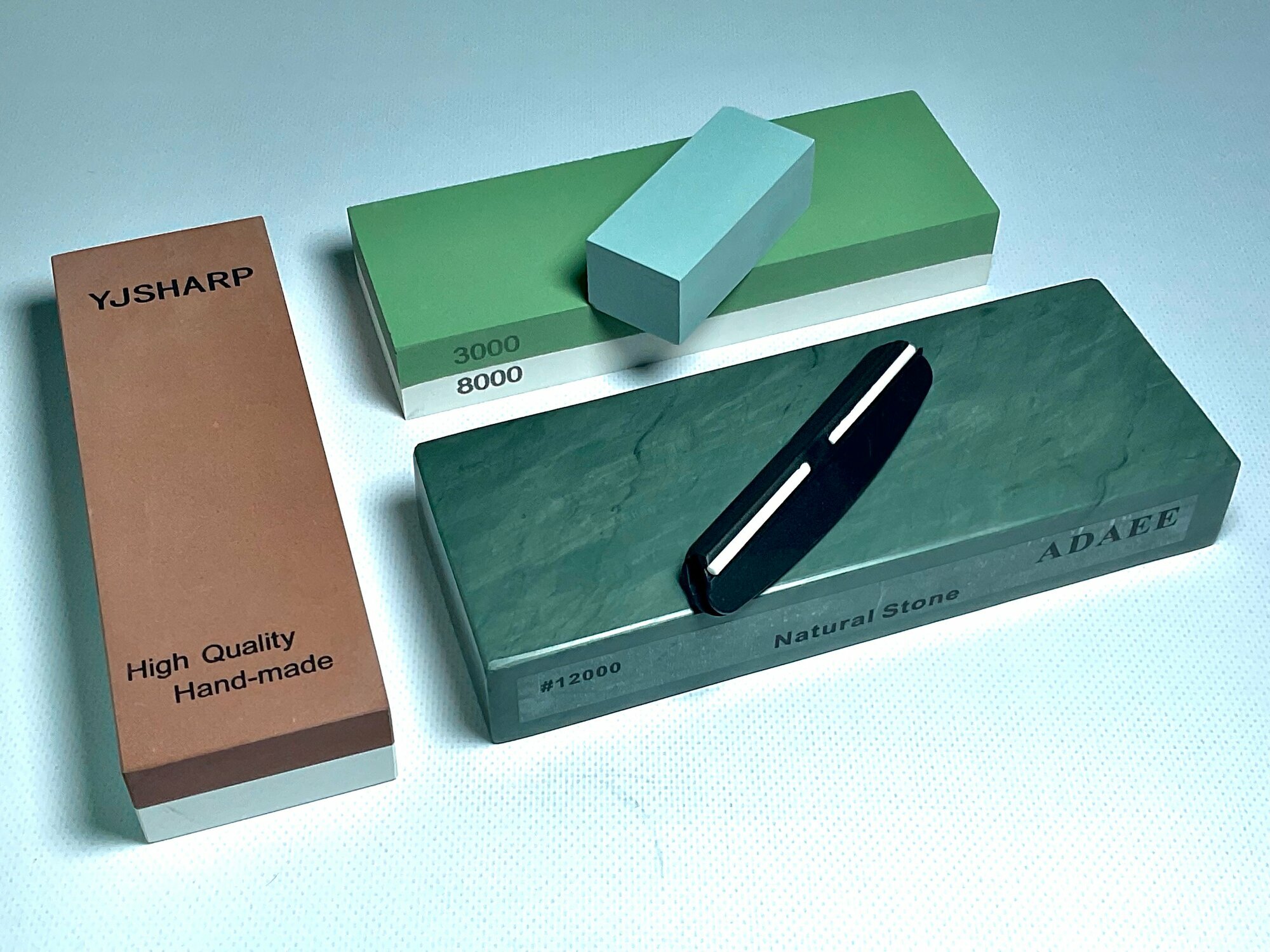Премиальный набор точильных водных камней: 1000/6000 грит + 3000/8000 + 12000 грит + слурик + держатель угла заточки