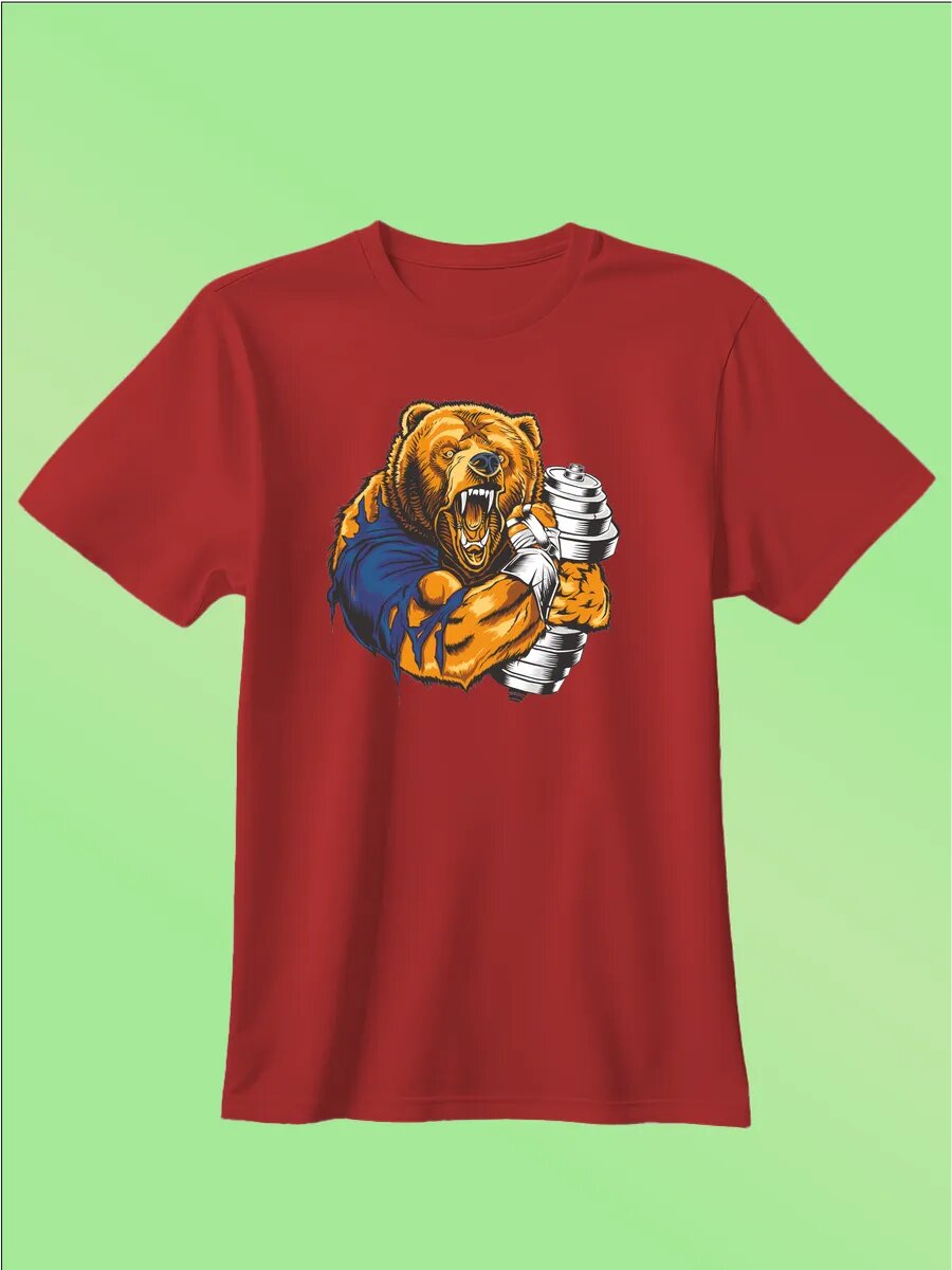 Футболка бодибилдинг медведь