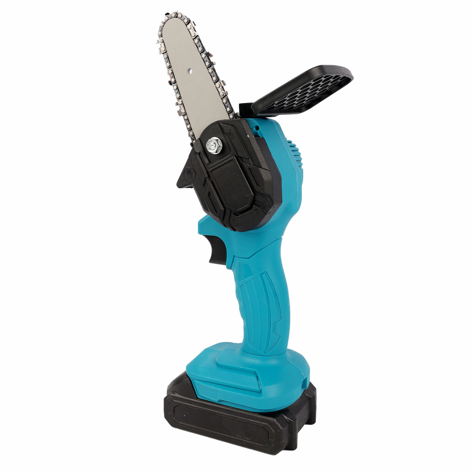 21V Литийная батарея (Две) Портативная электрическая пила для обрезки Зарядная Маленькая электрическая пила Древообработка Однорукая электрическая пила Садовое лесозаготовство Миниатюрная электропила с щетками ABS+металл Синий Тип 1-4 (по желанию)