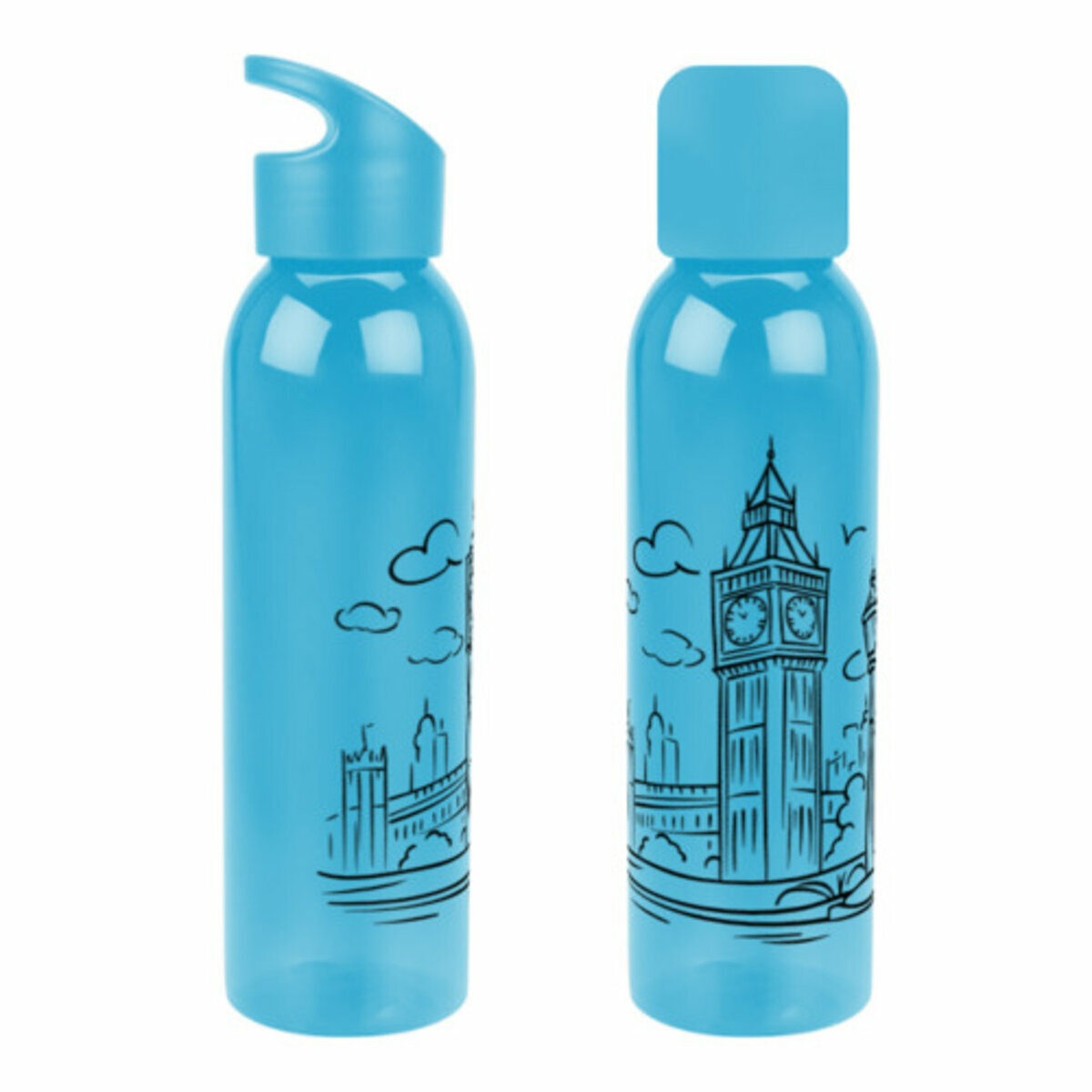 Бутылка для воды «Биг Бэн. Лондон. Городской пейзаж, архитектура» (голубой)
