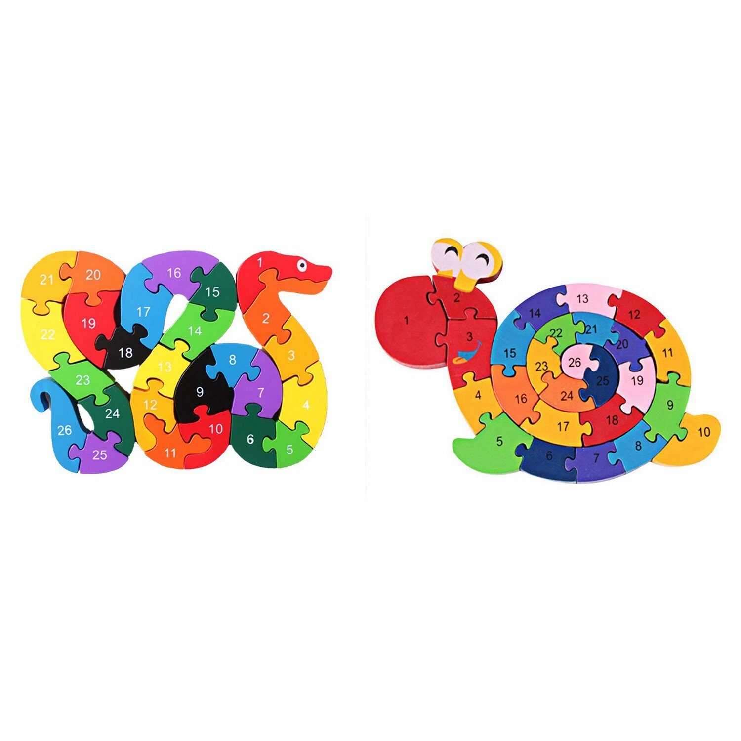 Деревянные блоки, пазлы, извилистые улитки, буквы и цифры, пазлы, развивающие игрушки для дошкольников и головоломки с алфавитом, 3D деревянные детские развивающие игры, животные, змея, игрушка в подарок