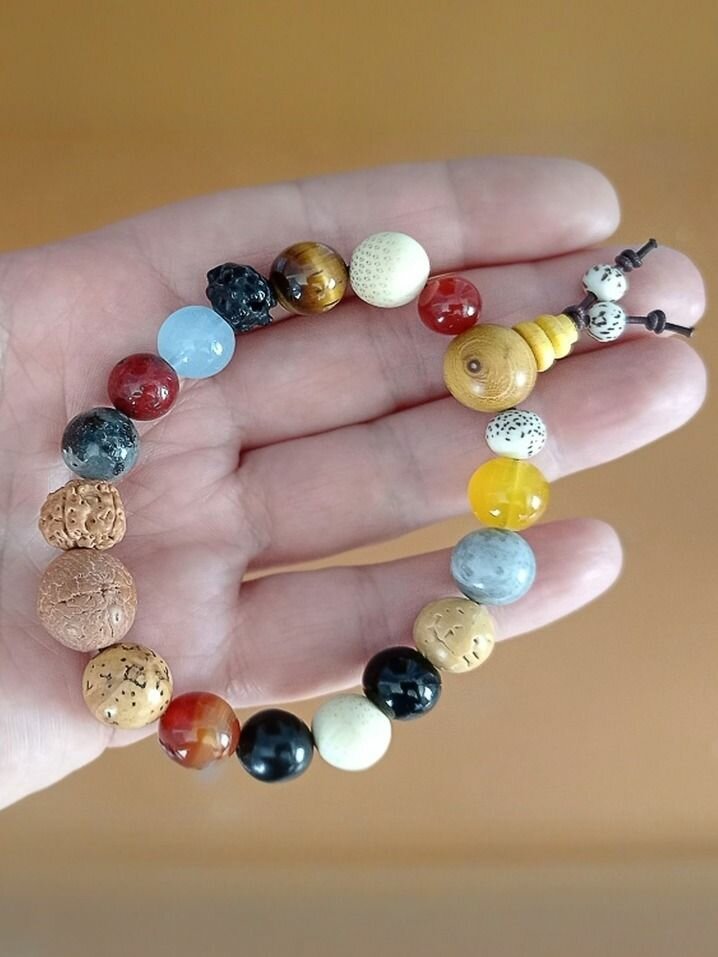 Браслет, дерево, рудракша