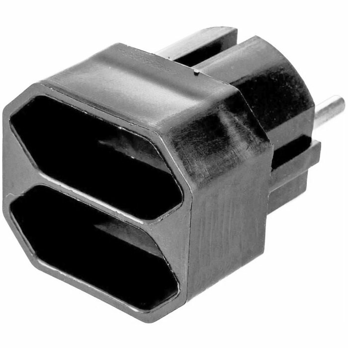 Разветвитель питания на 2 плоские розетки тип C Штепсель TPA-102 двойник 220в 16А 3.6кВт - чёрный