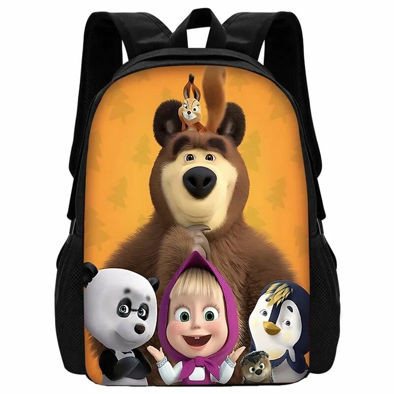 Детский школьный рюкзак Маша и Медведь с ланч-боксом и пеналом (набор для школы) подарок для мальчиков и девочек