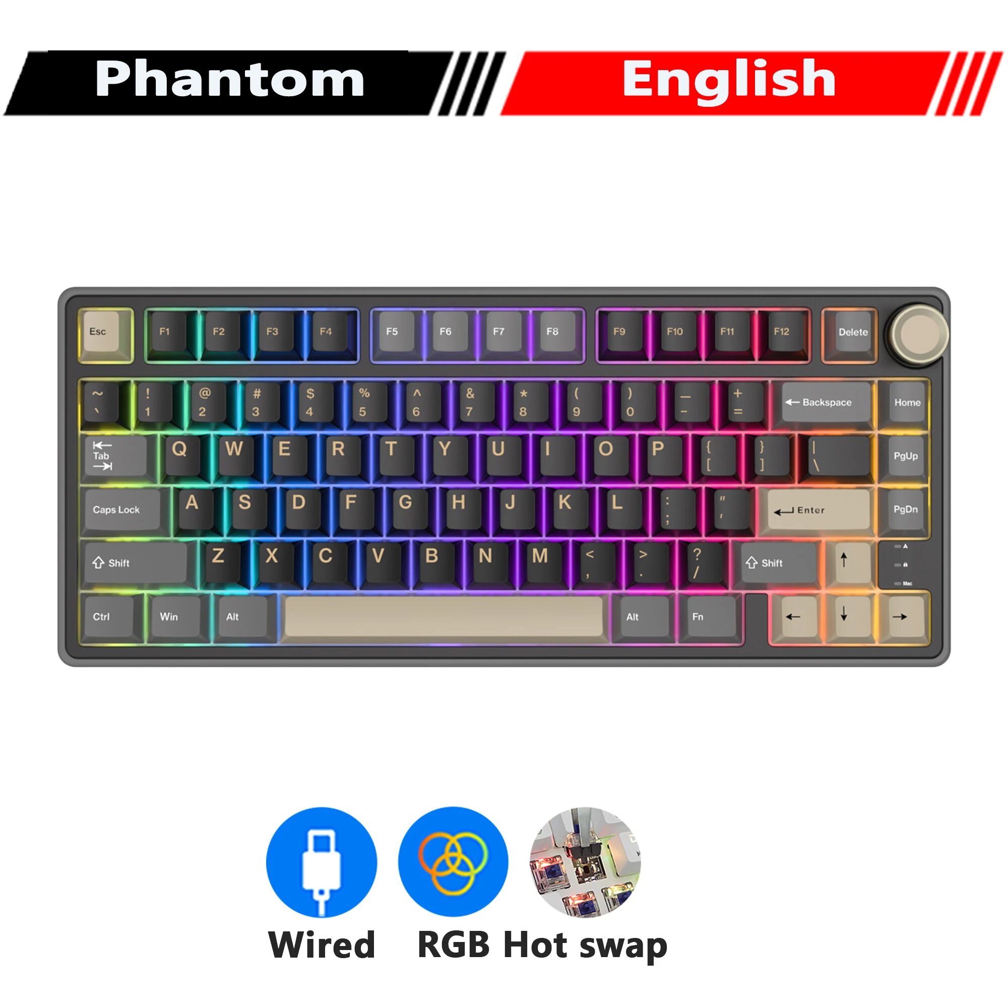 Механическая клавиатура RK R75 Royal Kludge 75 клавиш SkyCyan Blue Switch, English Phantom