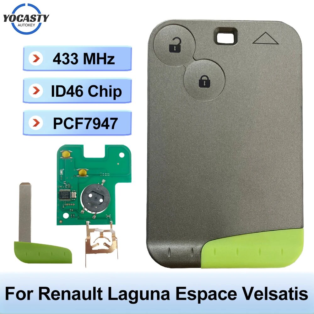 Ключ дистанционного управления YOCASTY для Renault Laguna Espace Vel-satis 2001-2006 годов, 2 кнопки, 433 МГц, чип ASK ID46 PCF7947
