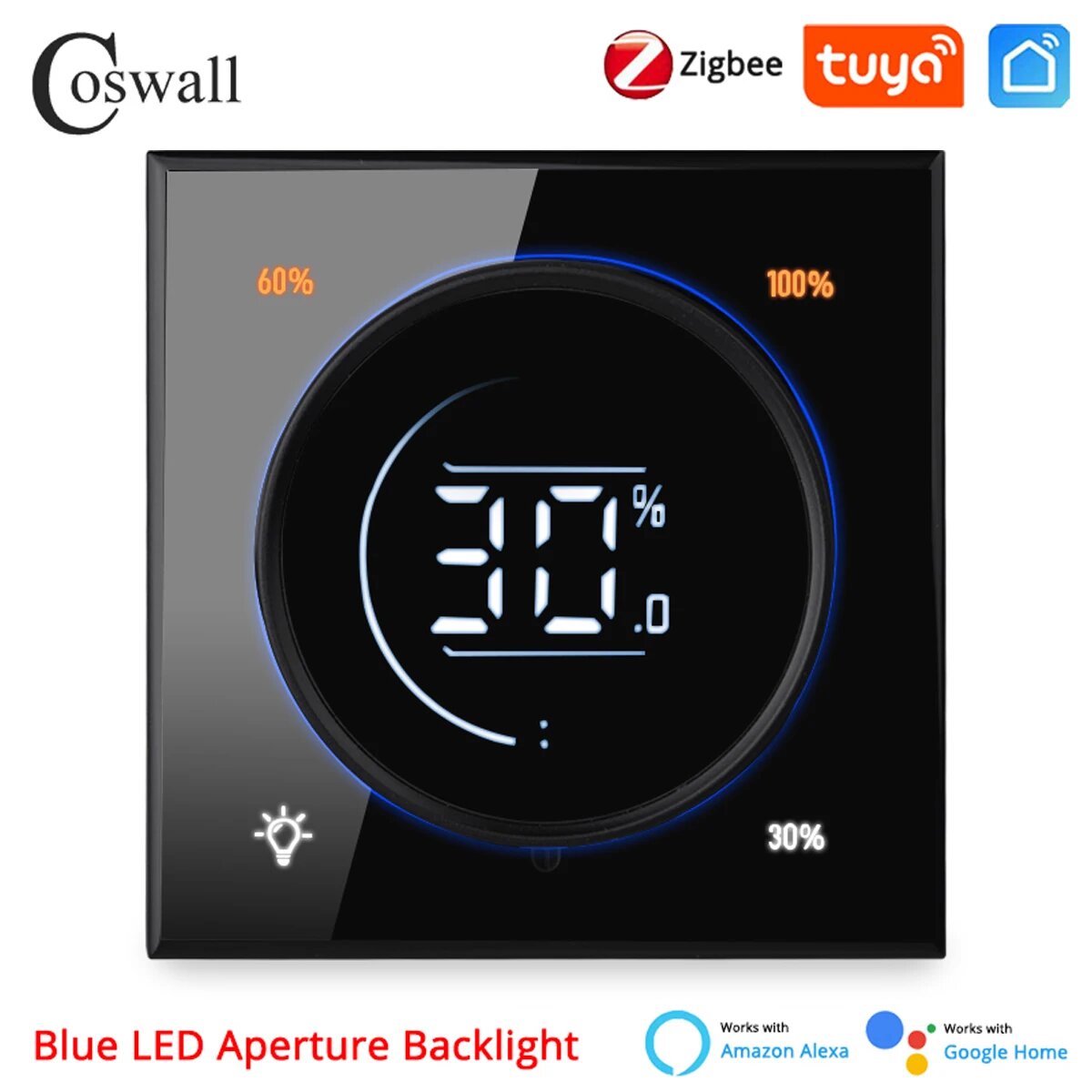 Coswall бесконечный диммер-регулятор Zigbee 3.0 Black