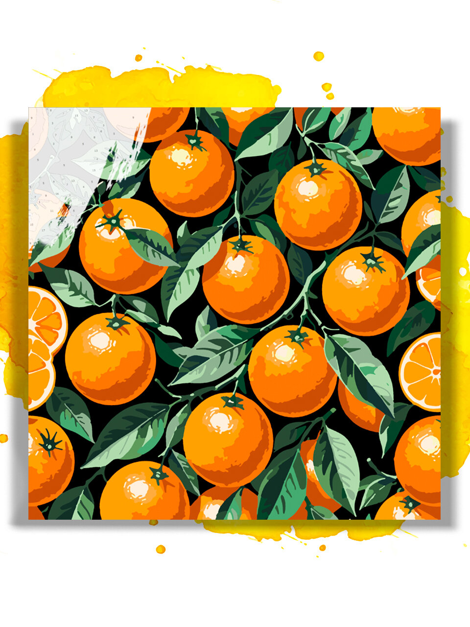 Картина по номерам на холсте Паттерн с апельсинами, 50 х 50 см